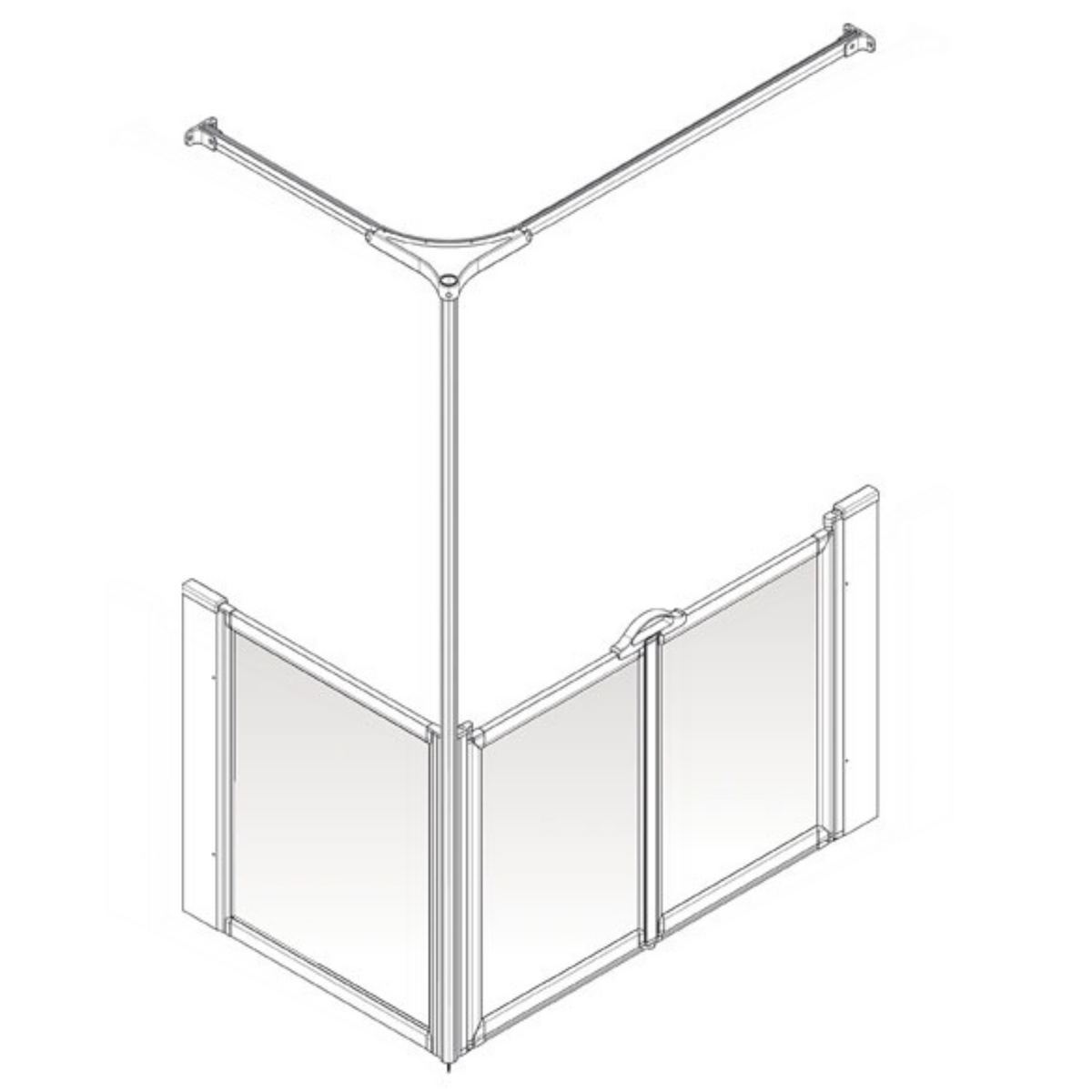 AKW Option C Shower Screens 1000x700mm Right Hand - 750mm High (91025R ...