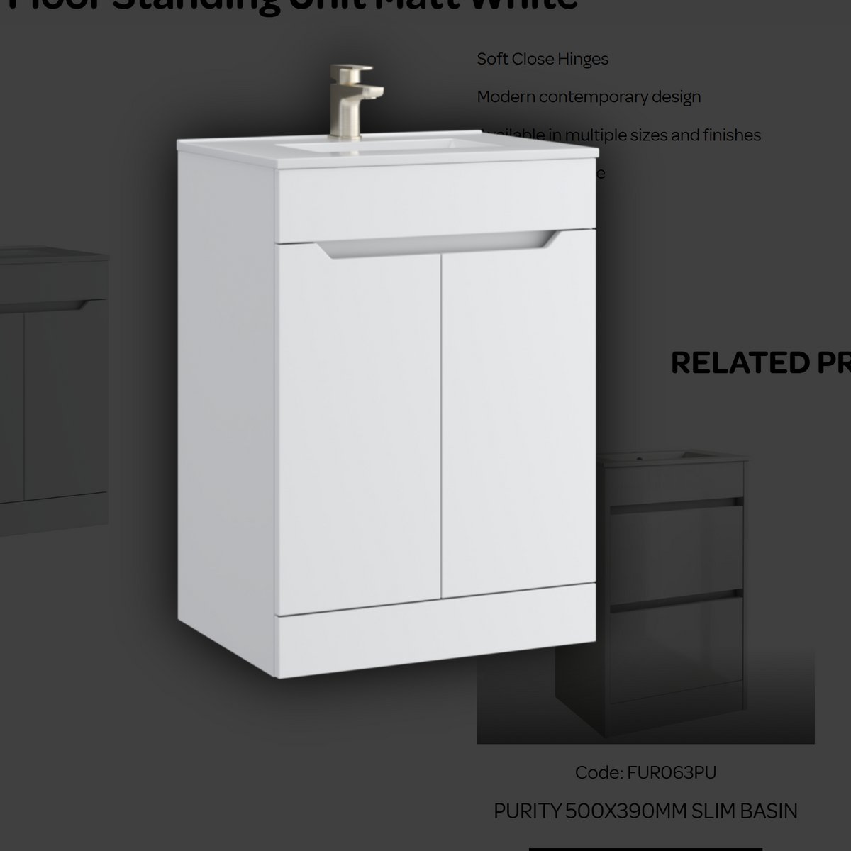 Kartell K-VIT Urban 500mm 2 Door Floor Standing Unit With Ceramic Basi ...